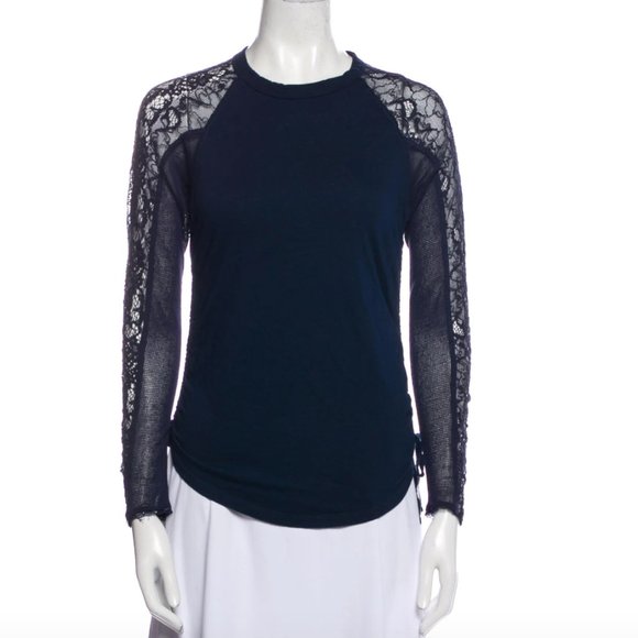 Jonathan Simkhai | Tops | Nwt Jonathan Simkhai Crew Neck Long Sleeve Lace Tee | Poshmark